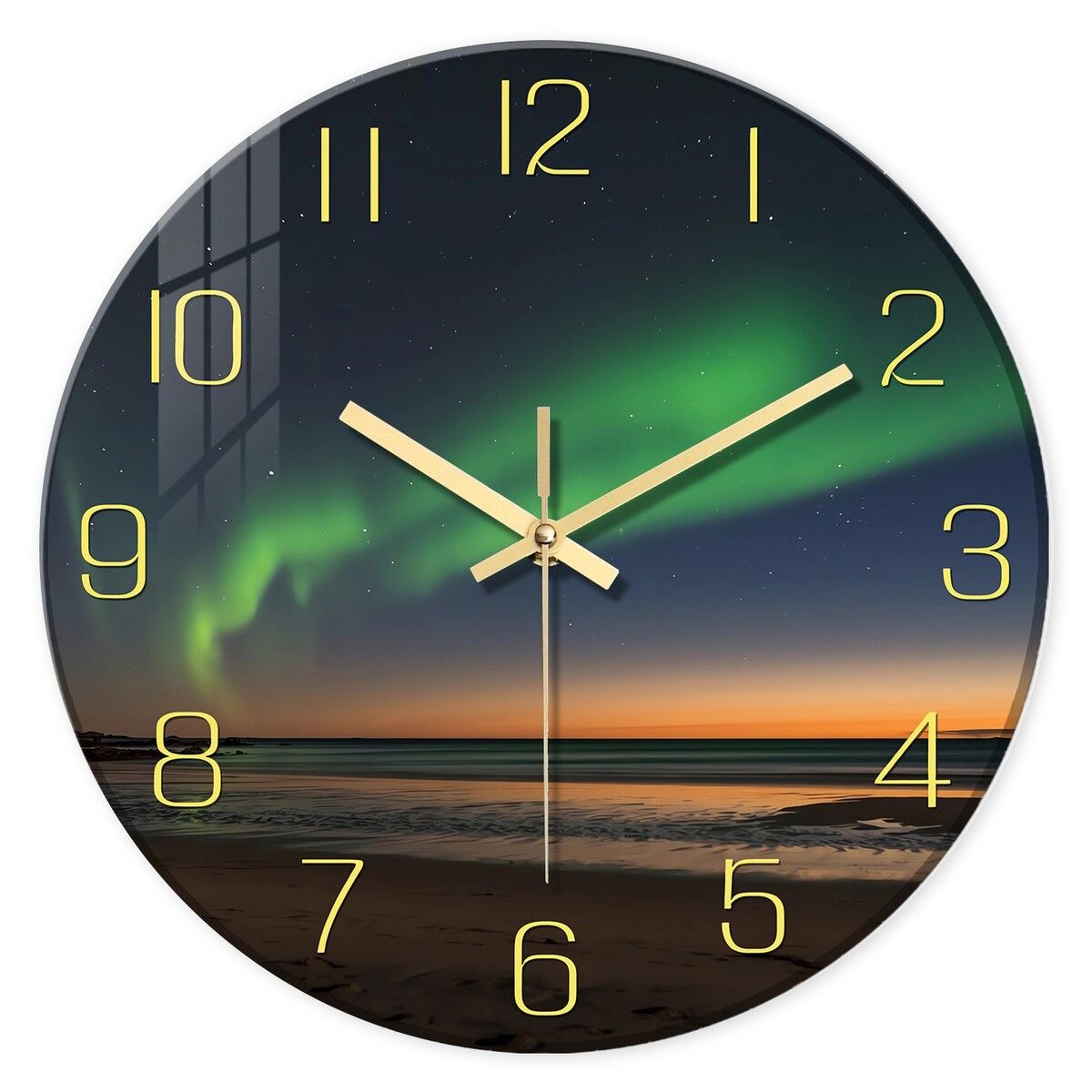 12 Inch Modern Wall Clock, Silent Battery Operated Decorative Aurora ...