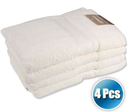 Rosebys DJ Luxury Egyptian Cotton 650gsm Set of 4 Bath Towels - Ivory