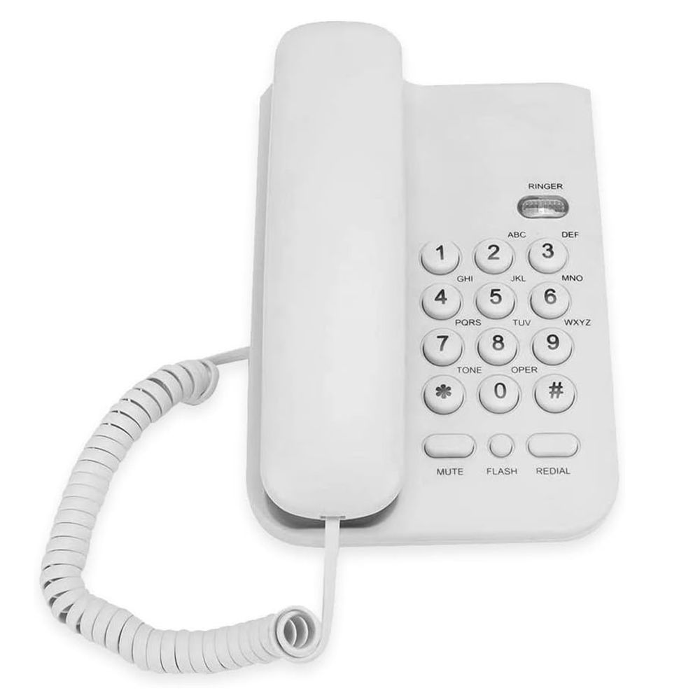 Landline Phone, Wired Desktop Wall Mount Corded Telephone English Extension Phone with Redial ...