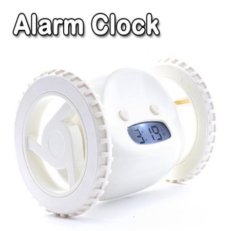 Running Alarm Clock with Omni-Directional Turn & Flash Light - White