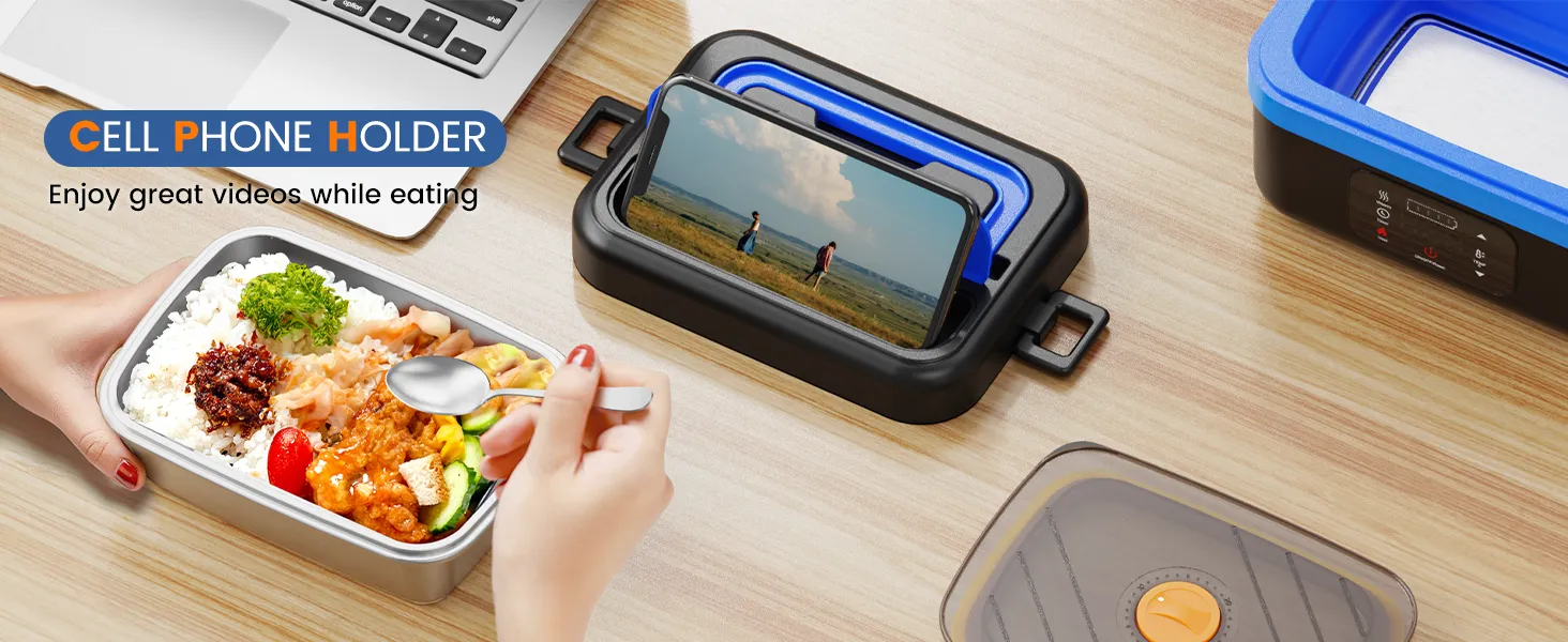 Heated Lunch Box Cordless Rechargeable Food Warmer 16000mAh Battery 1L ...