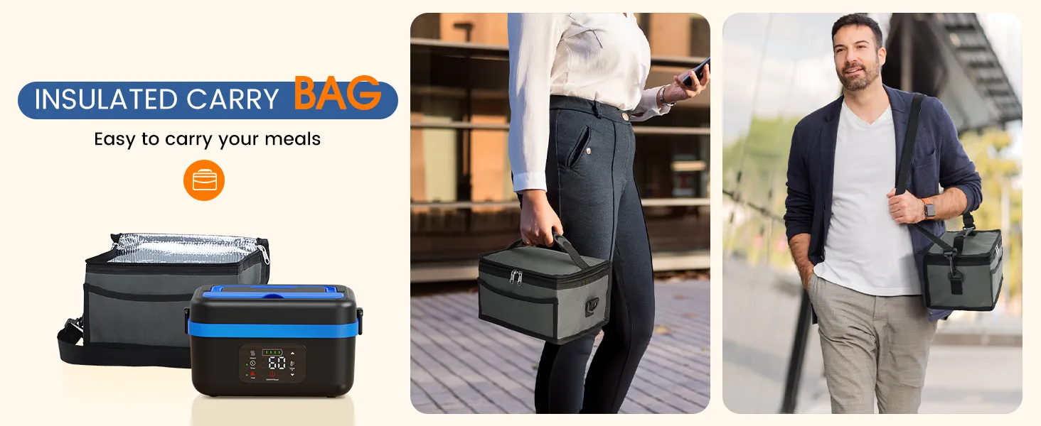 Heated Lunch Box Cordless Rechargeable Food Warmer 8000mAh Battery 1L ...