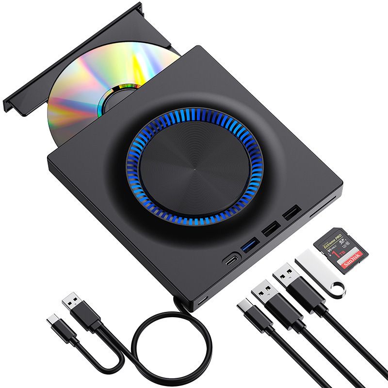 Portable External DVD CD Drive Burner Player USB 30 USB-C Hub SD Card ...