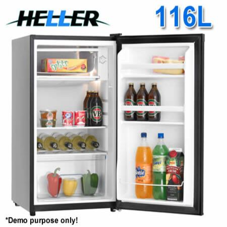 116L Black Mini Bar Fridge with Thermostat Control - 1 Star Rating