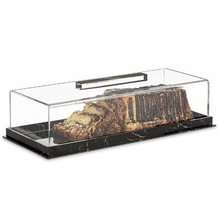 Cake Display Tray,Marble Grain Acrylic Cake Stand with Lid,Rectangular ...