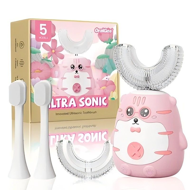 Ultrasonic Kid U-Shaped Electric Rechargable Toothbrush 2 U shape head ...