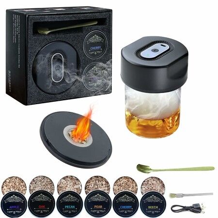 Electric Whiskey Smoker Kit, 6 Wood Chips,Double Concave Design ...