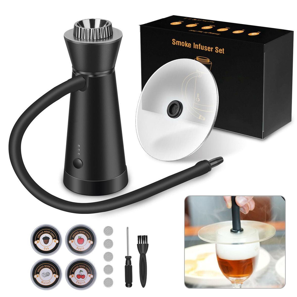 Cocktail Smoker Kit,Smoking Gun Food Smoker with Cup Lid and 4 Flavors ...