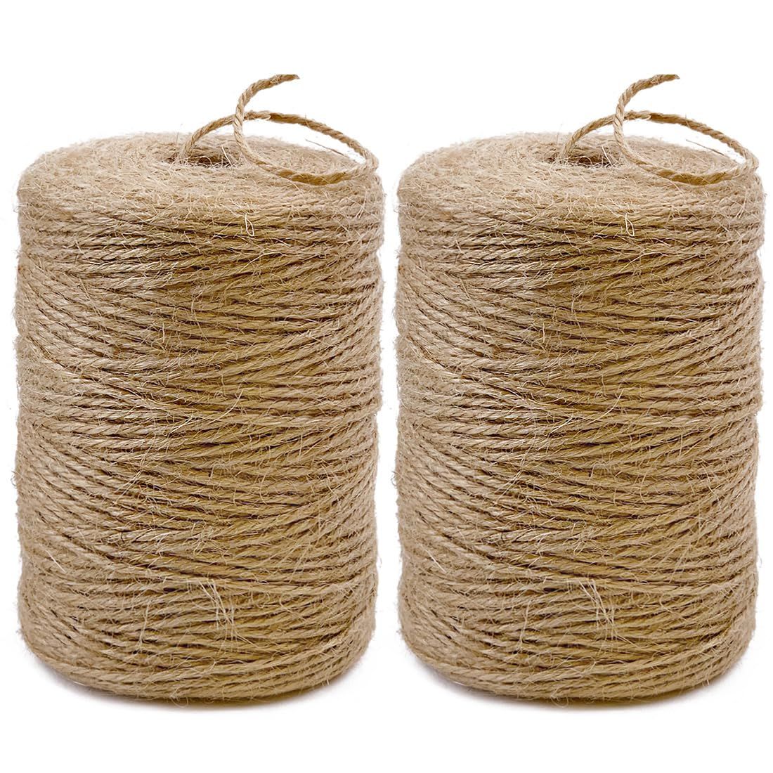 2Pack 2mm Natural Jute Twine String 600M Long Twine String for Crafting ...
