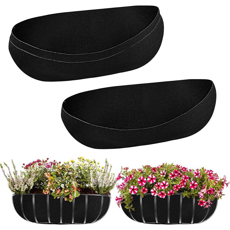 3 Pack 24 Inch Black Felt Window Box Liners,Fabric Trough Planter ...