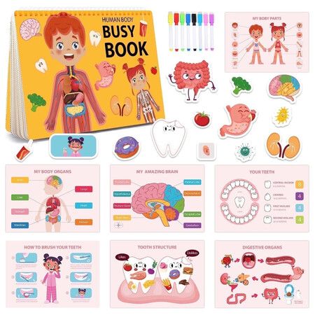 Montessori Busy Book for Kids,Human Body Anatomy Book,Learning ...