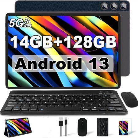 Tablet 10 Inch with 14GB RAM,Android 13 Tablet 2 in 1 Octa Core 128GB ...
