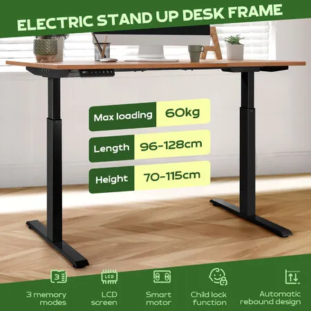 Stand Up Desk Frame Electric Sit and Standup Table Base Legs Heavy Duty ...