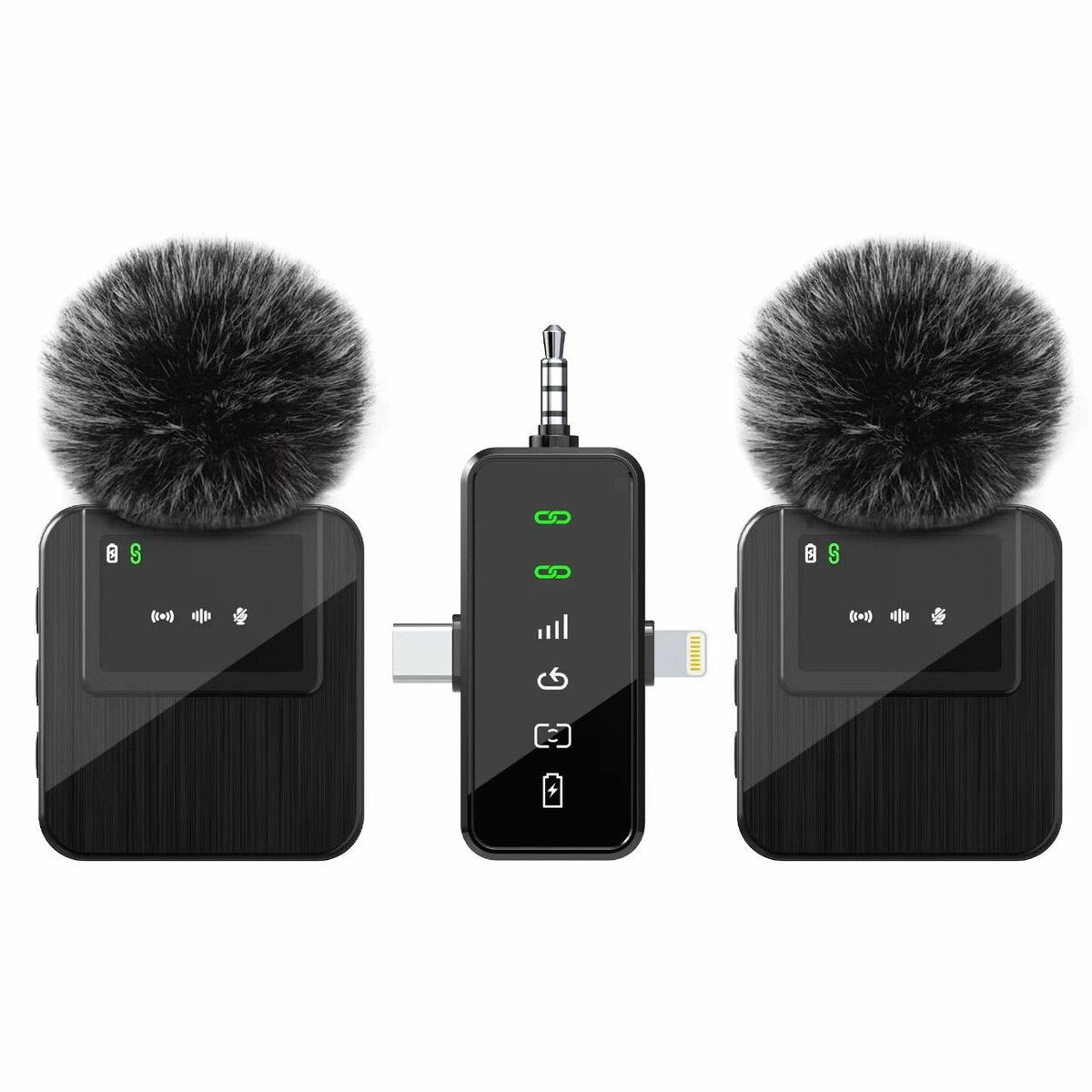 3 in 1 Wireless Lavalier Microphone for iPhone Android, Wireless Microphones, Noise Canceling ...