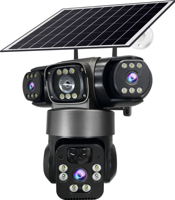 4G LTE 3 Screen Security Surveillance Camera Solar Panel Intercom3MP+3MP Full Color Night Vision ...