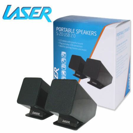 Laser Stereo 2.0 Stereo Desktop Portable Notebook Speakers - Black