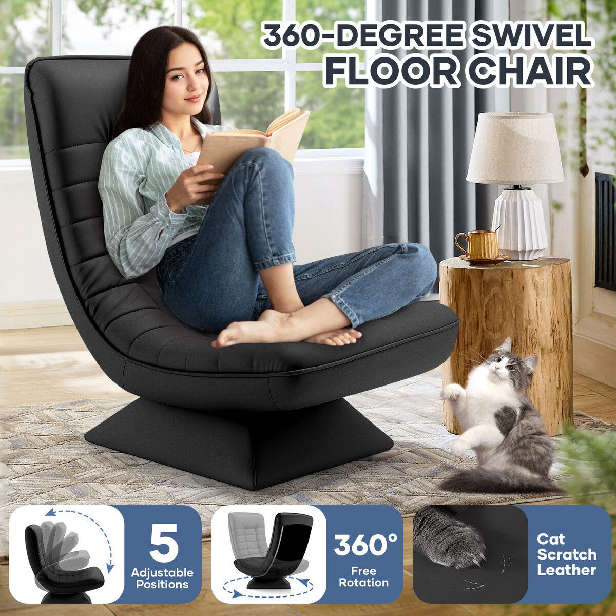 Floor Sofa Bed Chair Couch Recliner Lounge Foldable 360 Degree Swivel ...