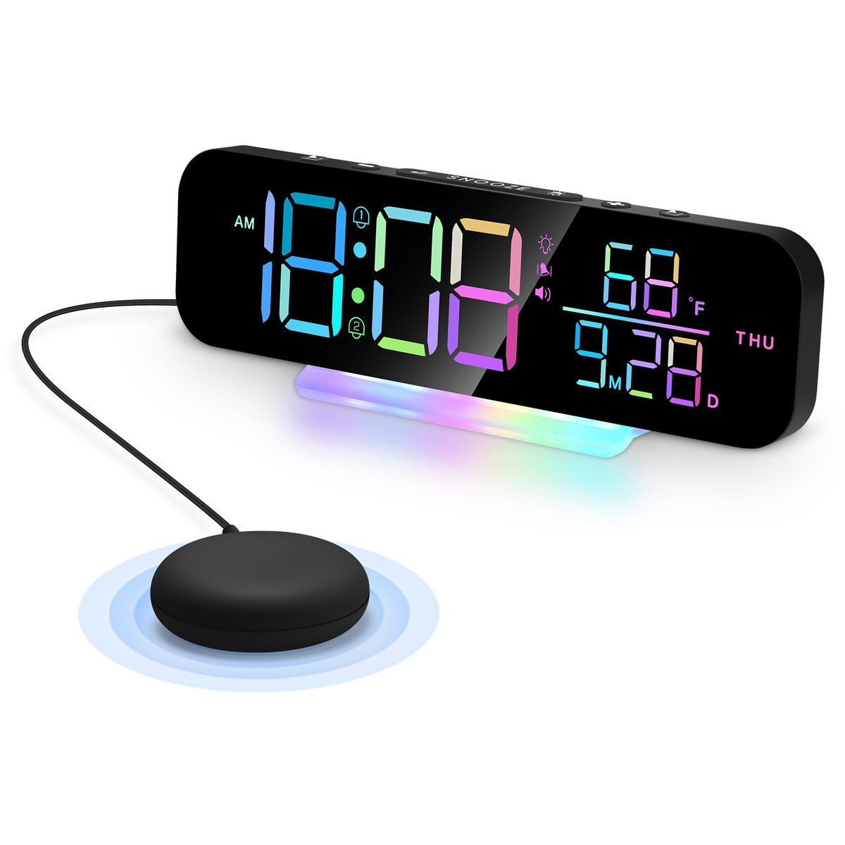 Vibrating Alarm Clock, Large LED Digital Display, Dual Alarms with ...
