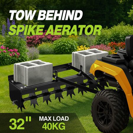 Tow Behind Lawn Aerator 81cm Tractor Pull Spike Grass Soil Penetrator ...