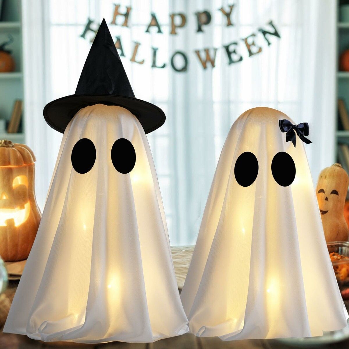 Light Up Halloween Ghost Decorations,Set of 2 DIY Spooky Ghosts Crafts ...