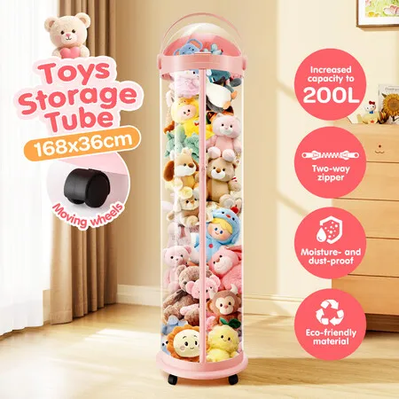 Stuffed Animal Storage Kids Toys Tube Box Zoo Plush Soft Doll Organiser ...