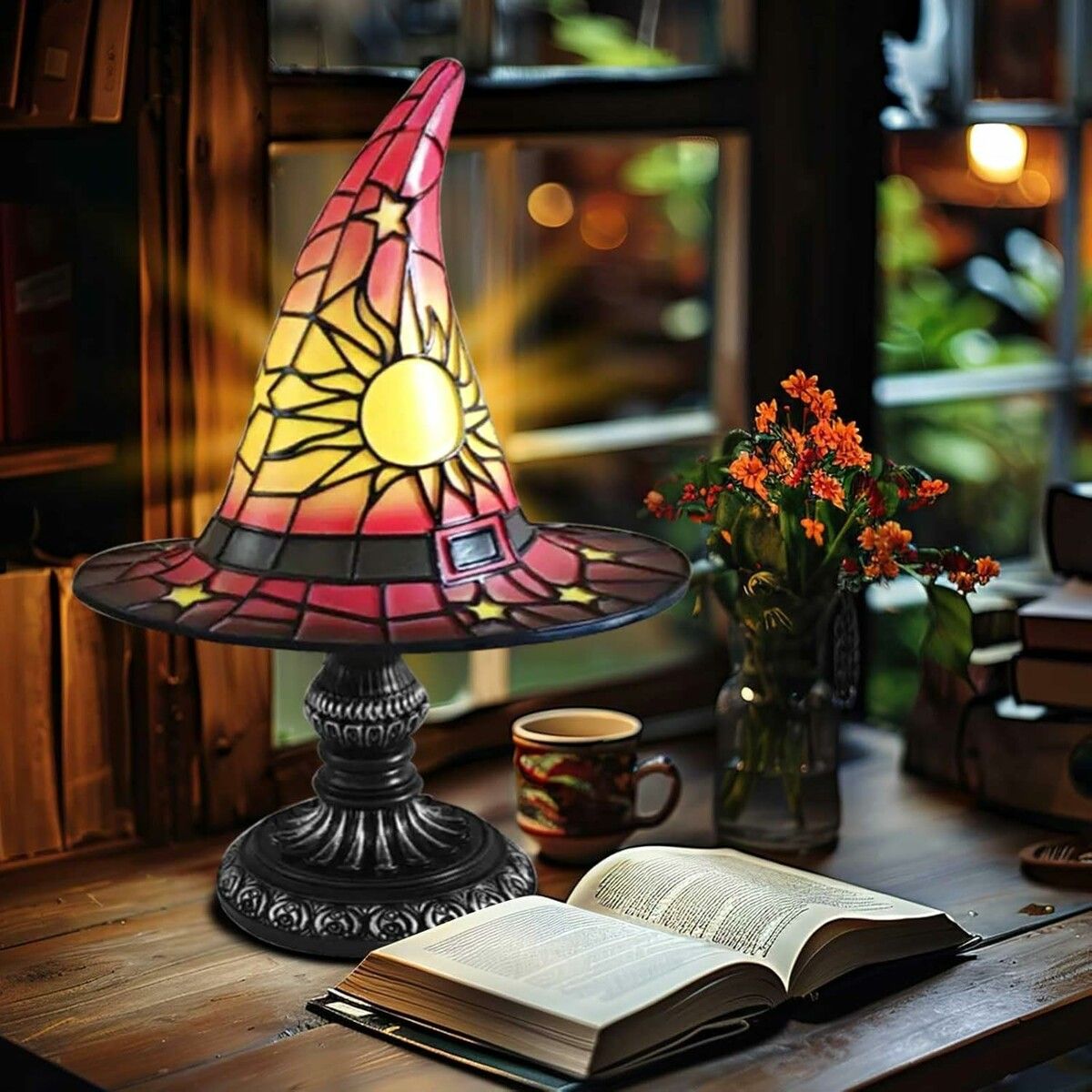 Witch Hat Lamp, Small Wizard Hats Shape Spooky Fun Light for Indoor ...