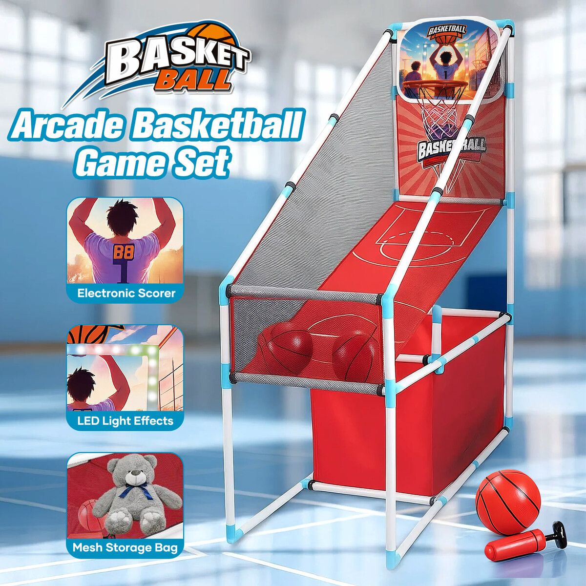 Kids Arcade Basketball Hoop Game Set Indoor Outdoor Sports Play Child ...