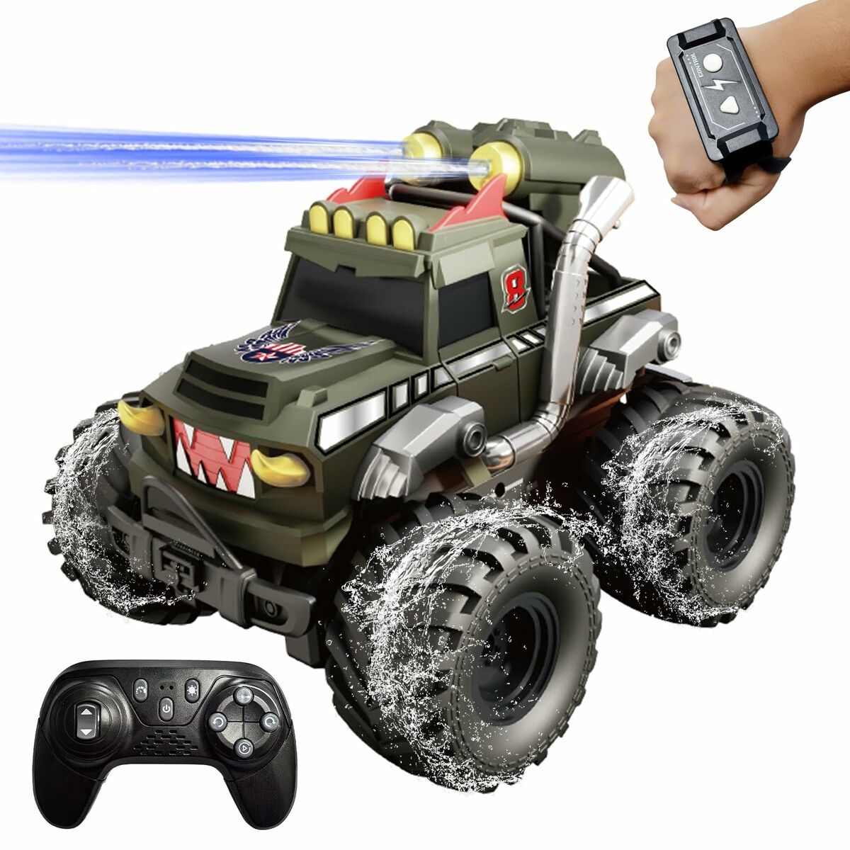 Amphibious Remote Control Car with Water Guns,RC Boat Monster Truck ...