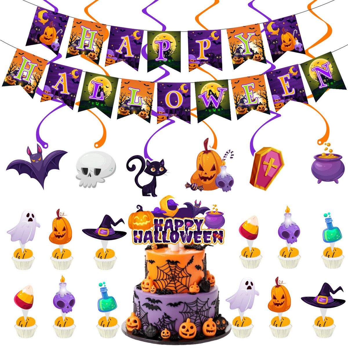 Halloween Party Decoration Pull Flag Spiral Pendant Set Ideal For ...