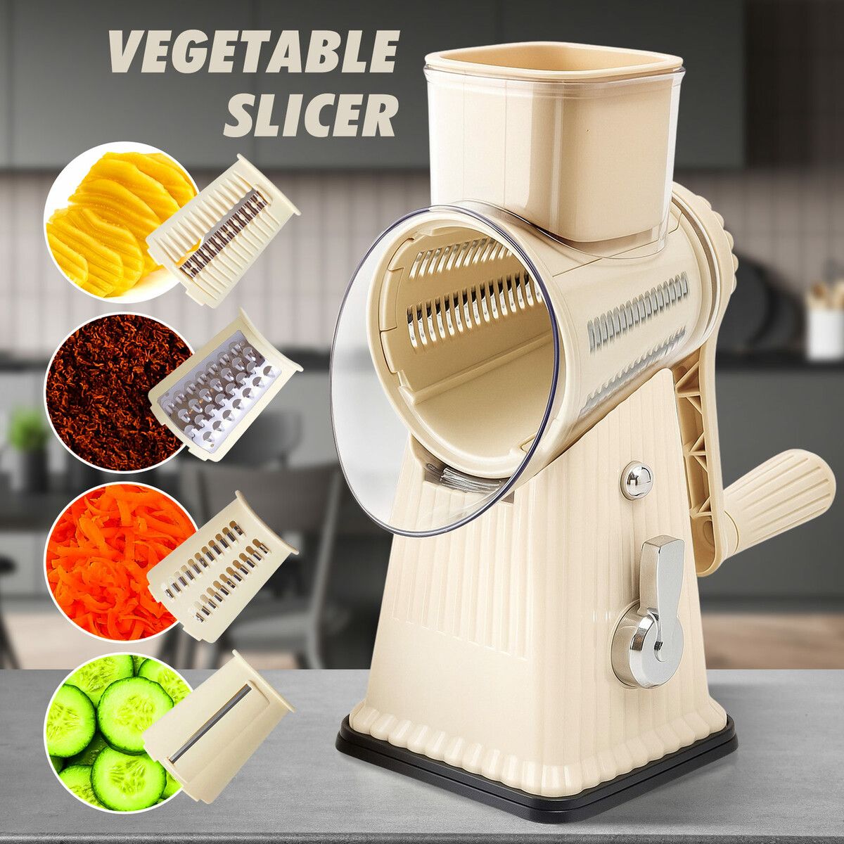 5in1 Rotary Cheese Grater Handheld Manual Veggies Fruit Vegetable Nuts ...