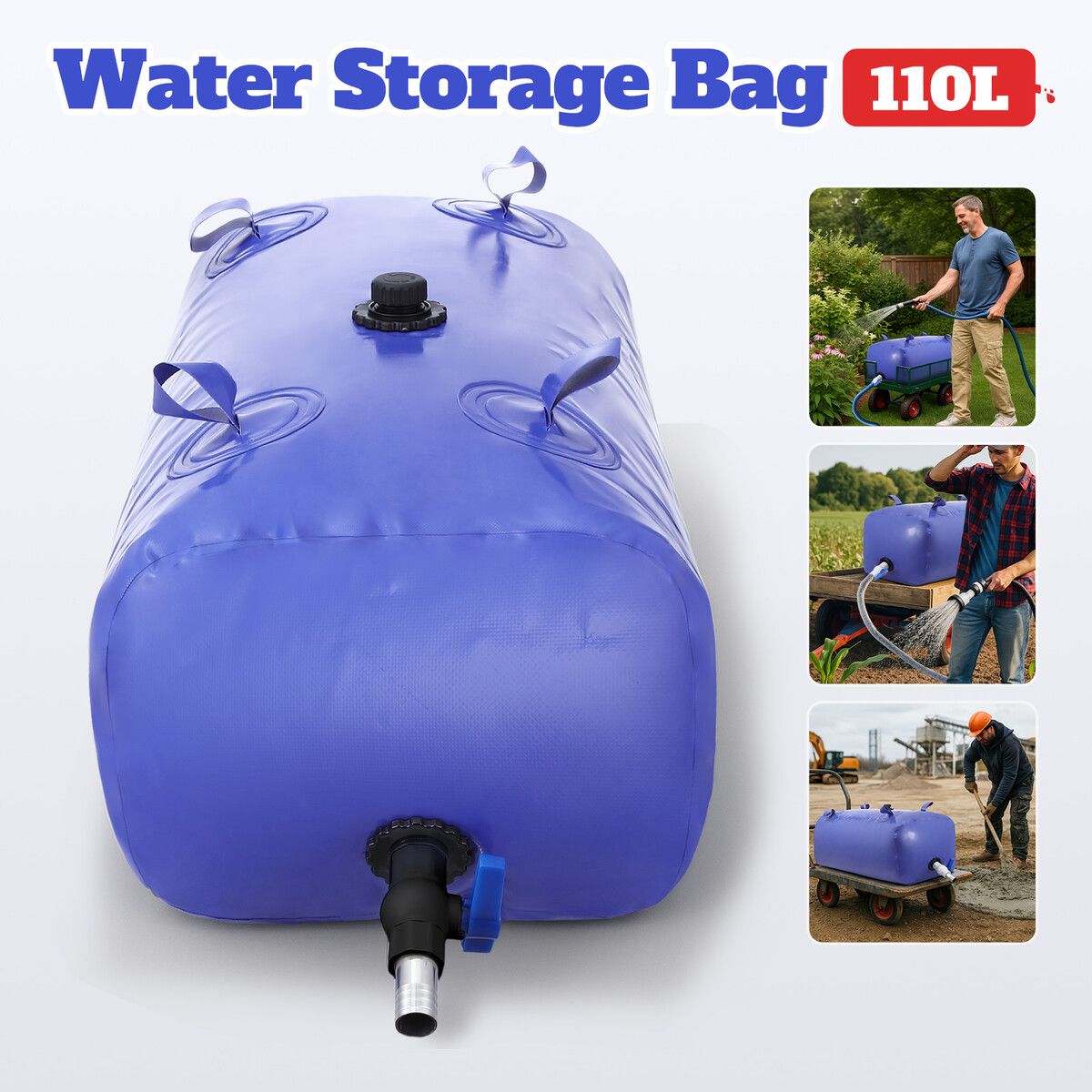 110L Water Bladder Tank Camping Storage Container Large Foldable ...