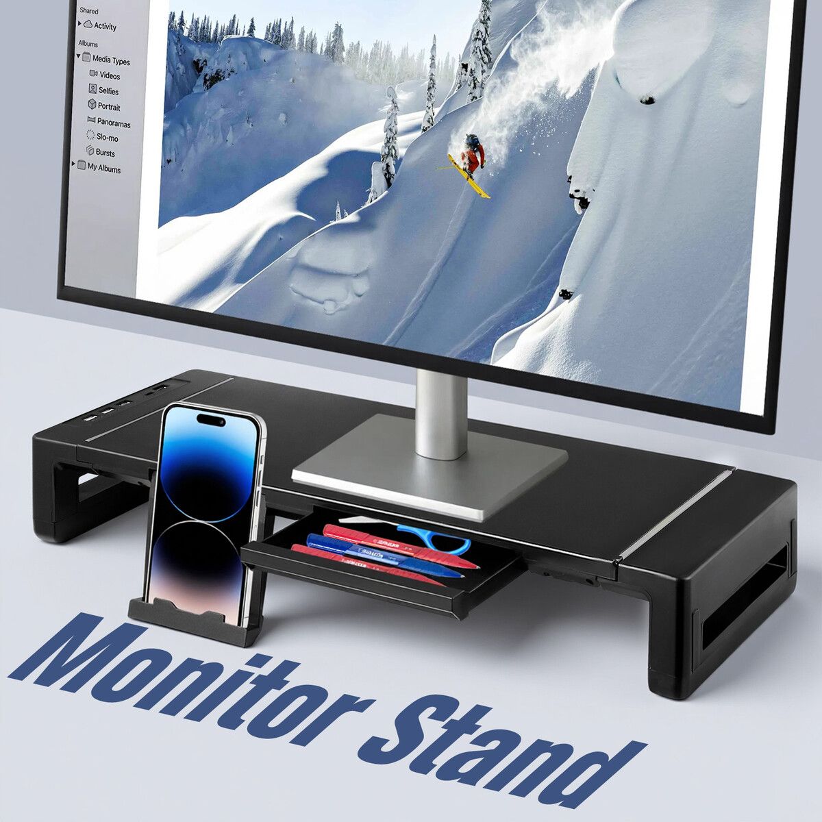 PC Monitor Laptop Stand Riser Office Computer Desk Tabletop Display ...