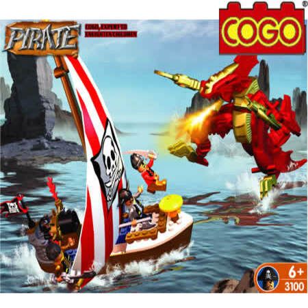 COGO Pirates Kids Building Blocks Toy Pirate Ship Playset - 164 Pieces