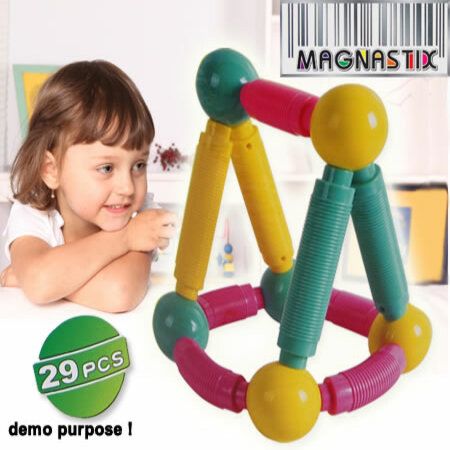 Magnastix Magnetic Construction Toy Kids Building Blocks Playset - 29 Pcs
