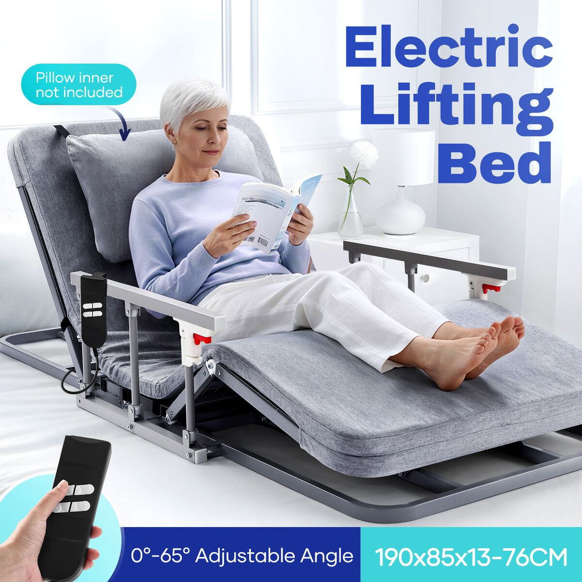 Electric Lift Bed Arm Back Leg Rest Bedrails Power Chair Lifter Assist ...