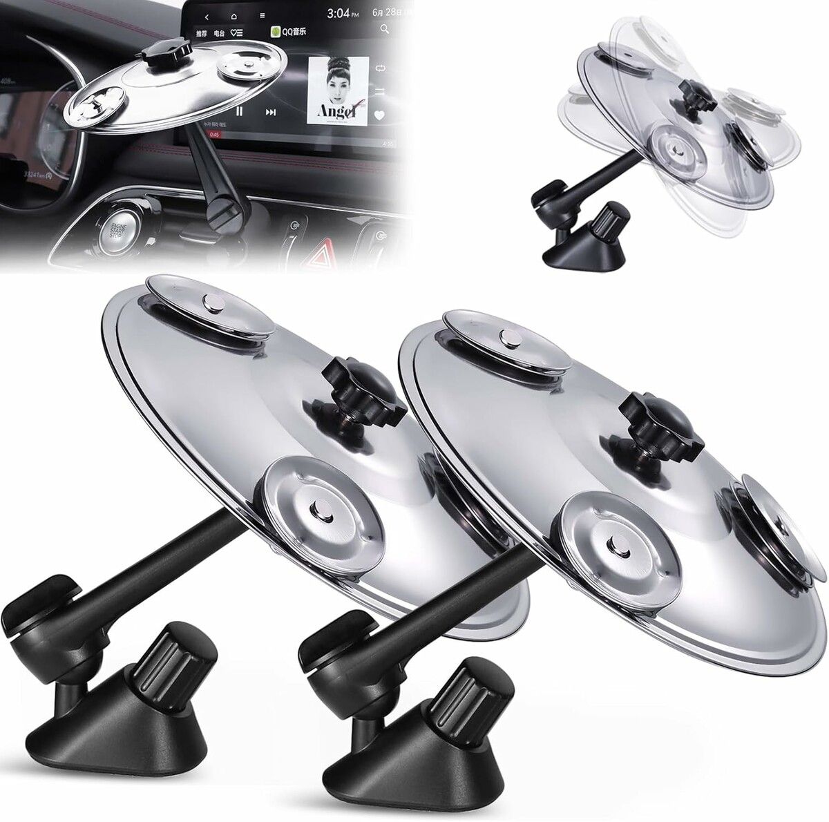2 Pcs Updated Car Cymbal Air Vent, Mini Car Drum Cymbal for Car Vent ...