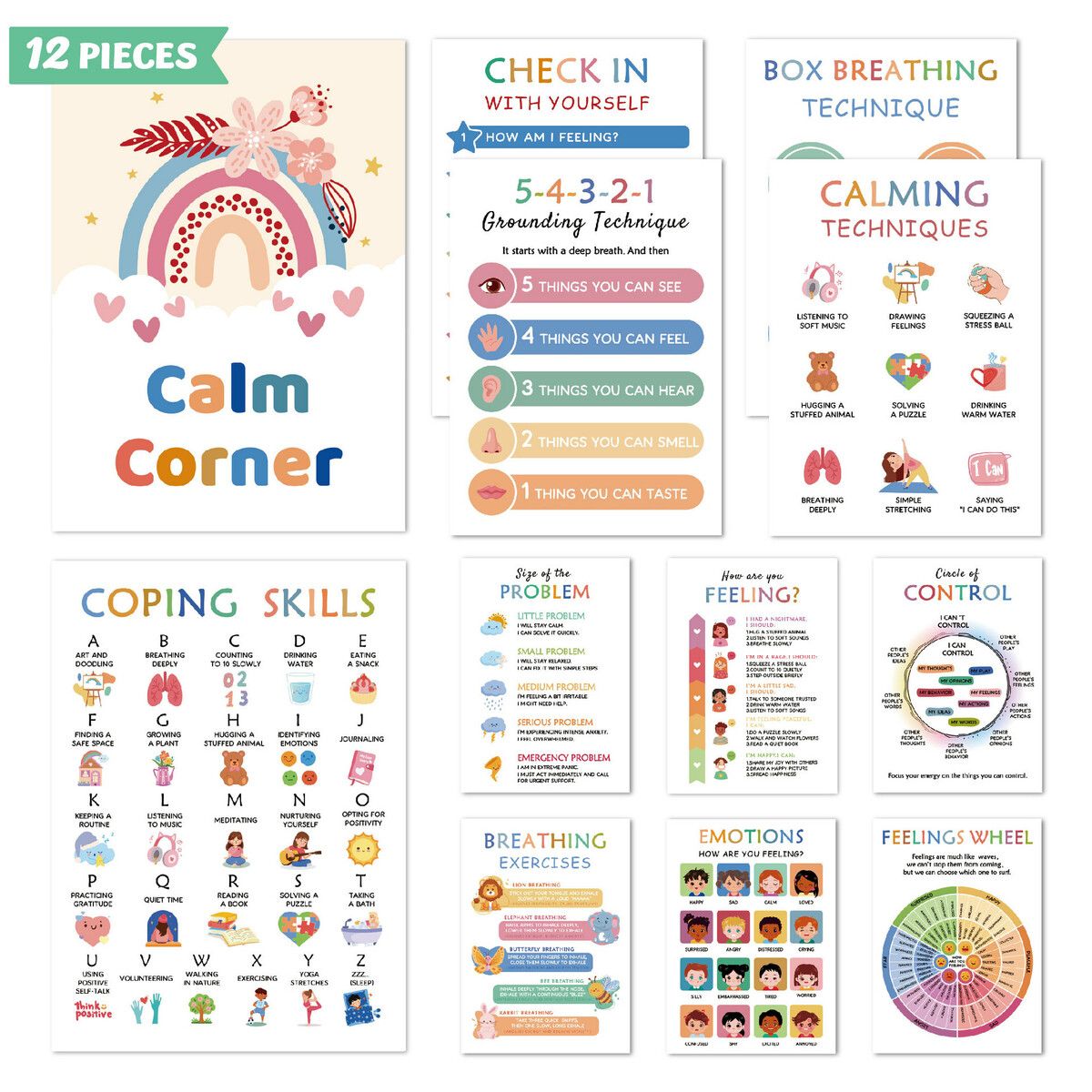 12 Calming Corner Posters Classroom Feelings Chart Mental Health ...