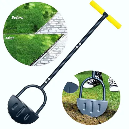 Saw Tooth Lawn Edging Tool,Half-Moon Lawn Edger with T-Grip,Long Handle ...