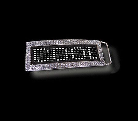 Diamante LED Scrolling Text Belt Buckle - White