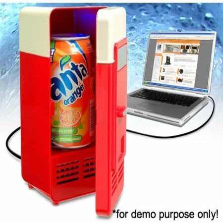 USB Powered Mini Cooler/Fridge for Soft Drink Beverage Can - Red