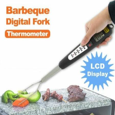Digital BBQ Fork Thermometer with LCD Screen for Meat Roast Grill Barbeque