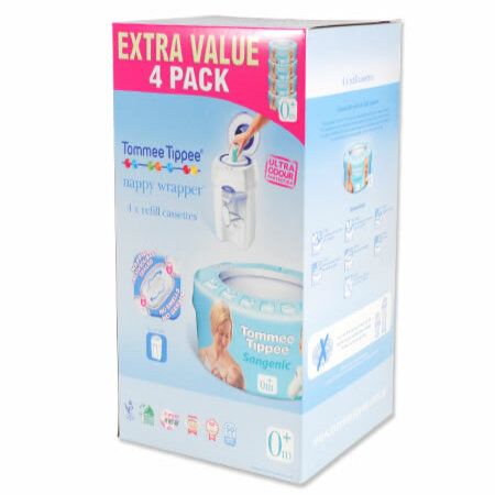 Tommee Tippee Nappy Wrapper Legacy Economical Refill Cassette Quad Pack ...