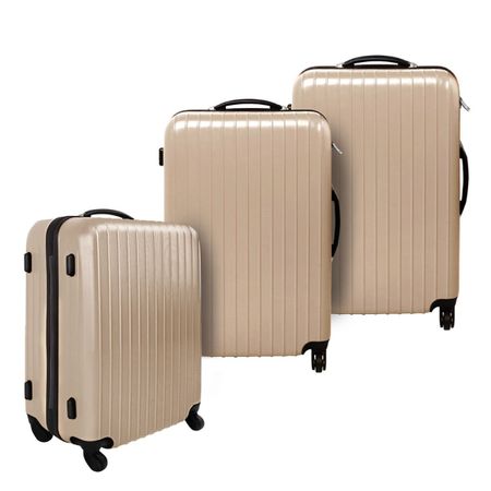 3 Pcs Hard Shell Travel Luggage Set - Gold | Crazy Sales