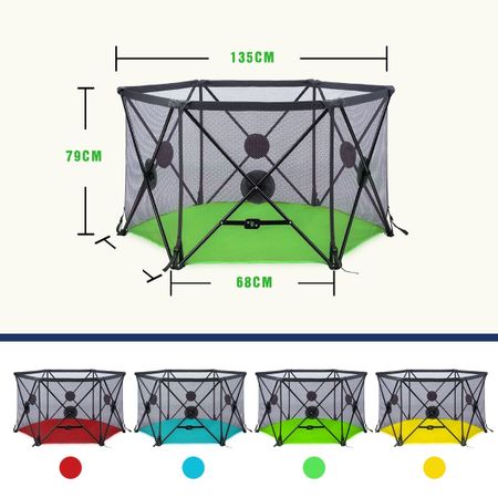 Kidbot Travel Child Pop Up Playpen Foldaway Baby Playpen 6-Panel Green ...