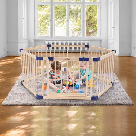 Kidbot 8-Panel Wooden Baby Playpen Kids Activity Play Center Safety ...