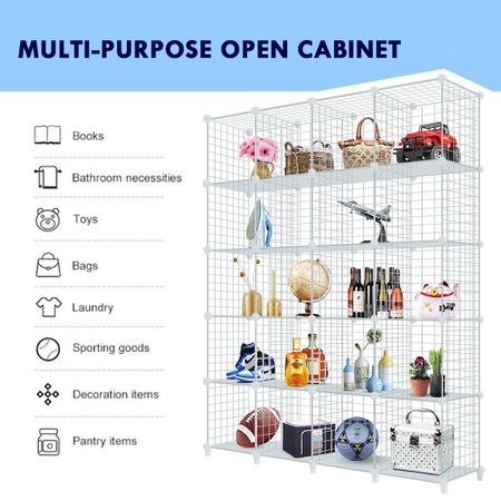 20 Cubes Metal Wire Grid Storage Shelf Modular Organizer DIY Storage ...