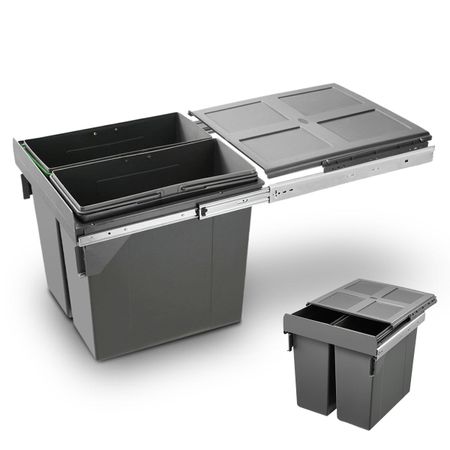 90L Pull Out Kitchen Bin Under Sink Dual Bins Cupboard Waste Recycling ...
