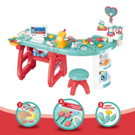 27 Pieces Doctor Kit Medical Pretend Play Toys Table Chair for Kids w ...