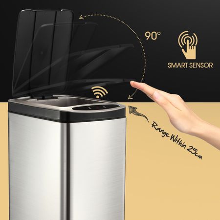 50L Smart Sensor Bin Kitchen Rubbish Recycling Bin Infrared Motion ...