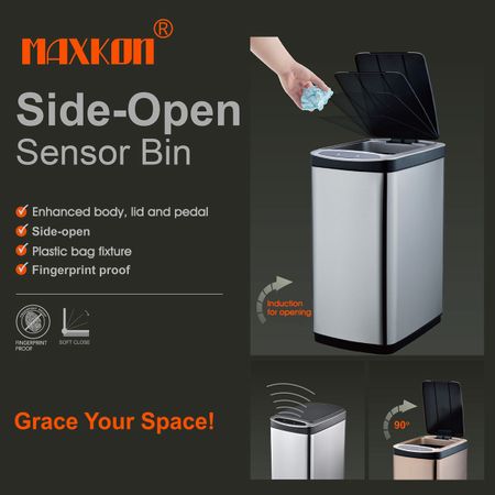 50L Smart Sensor Bin Kitchen Rubbish Recycling Bin Infrared Motion ...